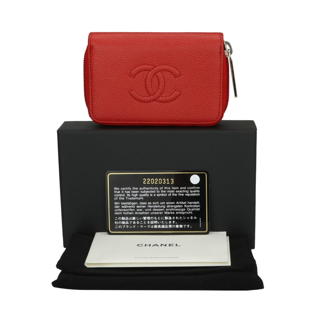 CHANEL Small Zip Wallet/ Coin Purse Red Caviar Silver Hardware 2016 ...
