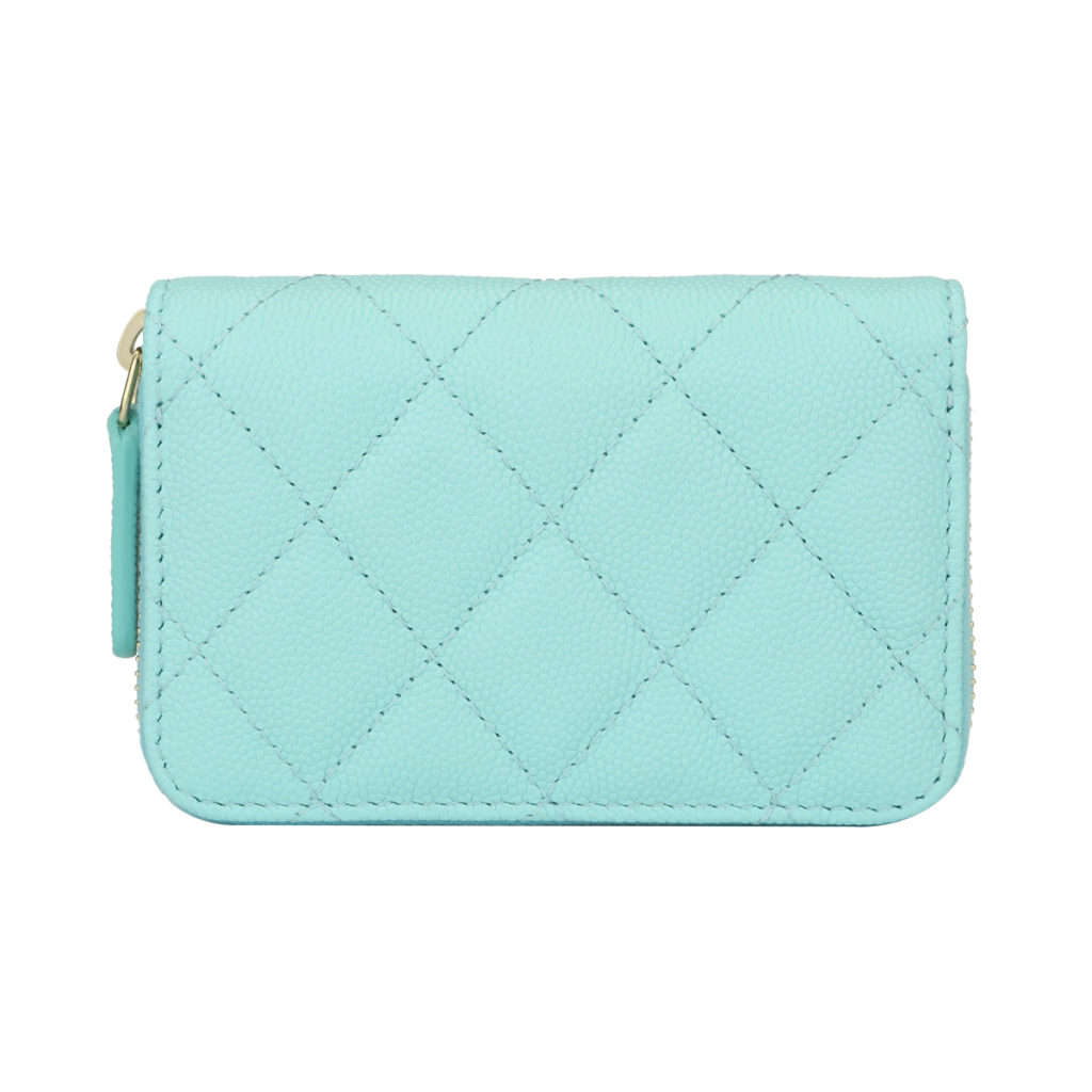 CHANEL Small Coin Purse Tiffany Blue Caviar Light Gold Hardware 2018 ...